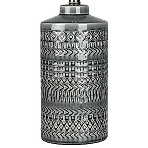 Modern Ceramic Table Lamp, 24.5" Living Room Lamps 3-Way Dimmable Gray Nightstand Lamp with White Shade|Tall Bedside Lamp Desk Decor Lamps for Bedrooms Farmhouse Office End Table Lamps(Bulb Included)