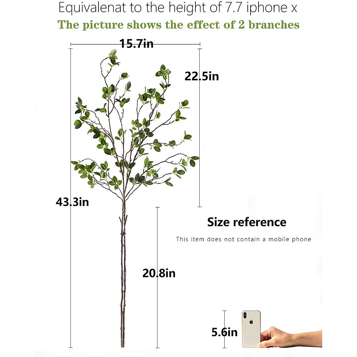 Artificial Plant 43.3 Inch Green Branches Leaf Shop Garden Office Home Decoration (6 pcs)