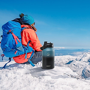 AEXPF Insulated Water Bottle 64 oz with Three-use Lid, Stainless Steel Double Wall Vacuum Wide Mouth Water Bottle with Straw, Half Gallon Water Jug for Drinking, Thermo Mug Metal Canteen