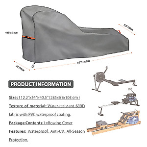 Aaaspark Rowing Machine Cover, Fitness Equipment Covers Protective Cover Dustproof Waterproof Cover Protective Cover and Resistant Oxford Fabric Sports Rowing Machine Protective Cover