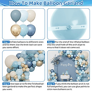 172Pcs Dusty Blue Balloons Arch Garland Kit, Dusty Baby Pastel Blue Chrome Gold Blue Sand White Confetti Balloon for Boy Baby Shower Decorations Bridal Shower Gender Reveal Birthday Party Supplies