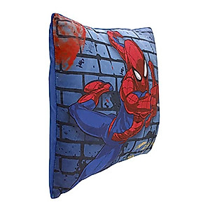 Marvel Spiderman Wall Crawler Red, White, and Blue Spider Webs Super Soft Toddler Pillow