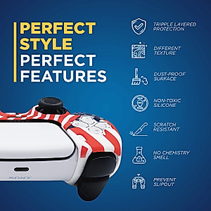 PS5 Silicone Gel Grip Controller Cover Skin Protector (USA Flag) Compatible for Sony PlayStation 5 DualSense Wireless Controller Protector Covers