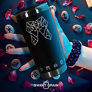 sweet grain 20oz Coffee Tumbler - Stainless Steel Double Wall Insulated Constellation Tumbler with Lid and Straw, Personalized Zodiac Gifts for Birthday/Bachelor Party - Gemini