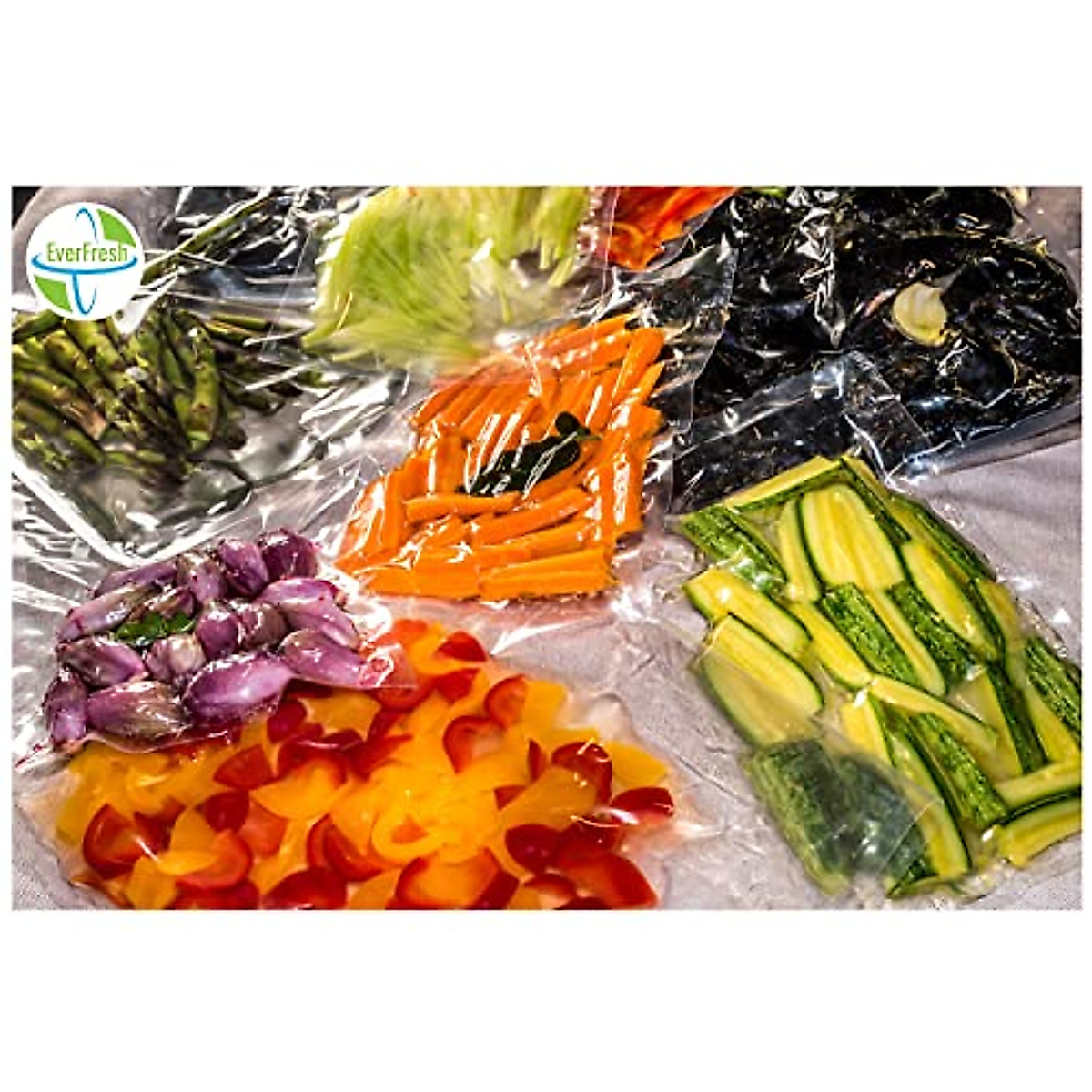 EverFresh 4 x 11" x 25' (Total 100 feet) Vacuum Sealer Rolls-Vacuum Sealer Bags-Vacuum Sealer Machine-Food Sealer Bag-Rolls Compatible with FoodSaver Machines-Sous Vide Bags-Freezer Bags-4 Pack-BPA Free Food Bags-15% thicker embossing than leading supplie