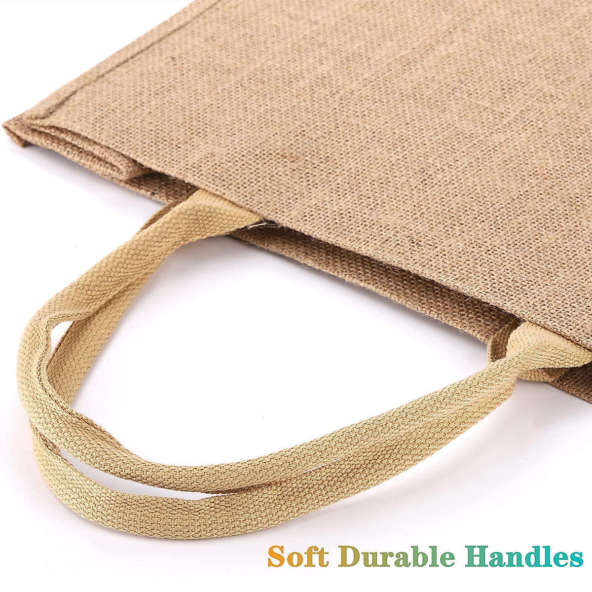 DEAYOU 6 Pack Jute Tote Bag, Burlap Gift Tote with Handle, Grocery Shopping Bag for DIY, Wedding,15.4''x12.2''x5.9''