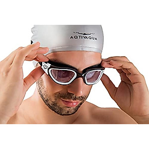 AqtivAqua Swimming Goggles Swim Goggles for Adults Men Women Kids Youth Girls Boys Children DX (Clear-Lenses White/Black-Frame)