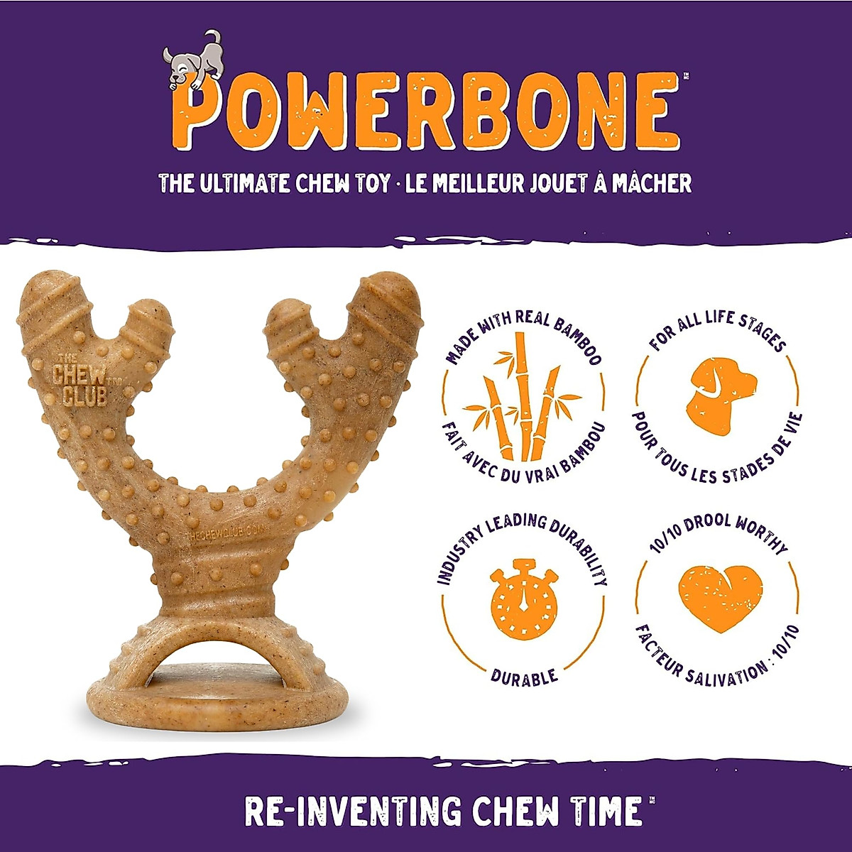 Power Bone Pet Chew Toy for Dogs - Durable, Non Toxic & Pet Safe - Best for Aggressive Chewers, Long Lasting Dental Health, Dog Teeth Cleaning, Dog Life Stages - Antler 5.5''