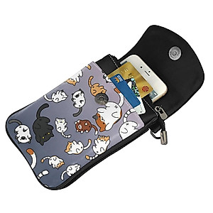 Aiyoolee Women's Funny Crossbody Cell Phone Bag, Waterproof Small PU Leather Shoulder Bags Funny Kitten Cats, Fashion Phone Card Purse Wallet with Zip and Magnetic Button