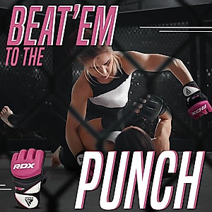 RDX Women's MMA Gloves Grappling Martial Arts Sparring Punching Bag Cage Fighting Maya Hide Leather Mitts Combat Training