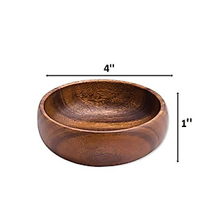 Acacia Handmade Wood Carved Plates - Set of 4 Calabash Bowls Size 4" (Round)