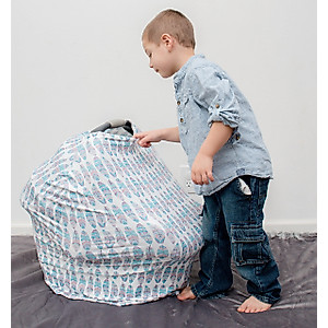 Baby Car Seat & Nursing Cover & Drawstring Carry Bag in Cute Feather Design Shower Gift Breathable Stretchy Universal 4 in 1 Multi-Use Infant Carseat Canopy Covers Shopping Cart High Chair Stroller