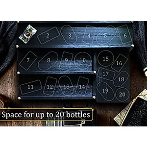 ALCEDIA Cologne Organizer for Men - 4 Tiered Solid Wood Cologne Stand Display Shelf with Hidden Compartment. Vanity Organizer, Perfume Organizer, Spices Organizer and Funko Pop Shelves. (Rustic Black)