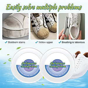 Warn Code Multipurpose Cleaner, Warncode Shoe Cleaner, Warncode Multi-functional Cleaning and Stain Removal Cream, White Shoe Cleaning Cream with Sponge, Decontaminate Solid Paste (1pcs)