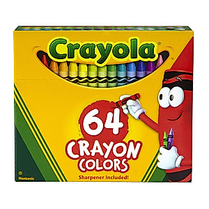 Crayola Crayons, Regular Size, 64 Count with Sharpener
