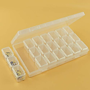 Healifty 2pcs Nail Art Storage Box 21 Grids Clear Plastic Jewelry Box Organizer Diamond Embroidery Box for Nail Art DIY Craft