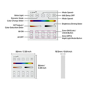 BTF-LIGHTING WR01RF Wireless 2.4G RF 4 Zones RGB RGBW RGBCCT Wall Mounted Smart Panel Remote Powered by 2XAAA Batteries 3V Work with WB5 LM052 LM053 C03RF C04RF C05RF C03W C04W C05W Controller