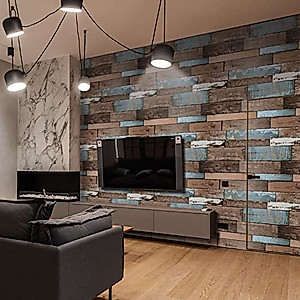 XINOBO (17.71"×118" Faux Wood Wallpaper Peel and Stick Wallpaper Wood Textured Wallpaper Removable Vintage Rustic Shiplap, Self Adhesive Waterproof Contact Paper for Counter Top, Cabinets, Bathroom