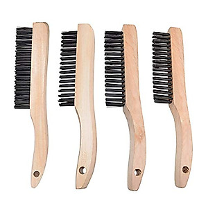 JOUNJIP 4 Multi-Purpose Shoe Handle Wire Scratch Brushes with Black Oil Tempered Steel