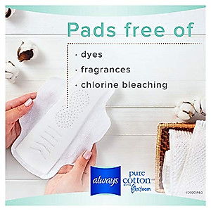 Always Pure Cotton with Flexfoam Pads, Size 1,Regular Absorbency (3 Packs of 14-36 Count Total)