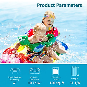 AQUA CREST Pool Spa Filter Replacement for Pentair CC150, R173216, Unicel C-9415, 59054300, Pleatco PAP150, Filbur FC-0687, 160317, Predator 150 Water Filter, 150 sq. ft