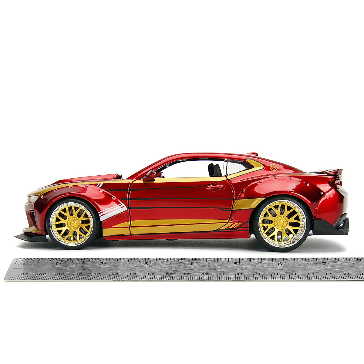 Jada Toys Marvel Iron Man & 2016 Chevy Camaro Die-cast Car, 1:24 Scale Vehicle &2.75 Collectible Metal Figurine Red