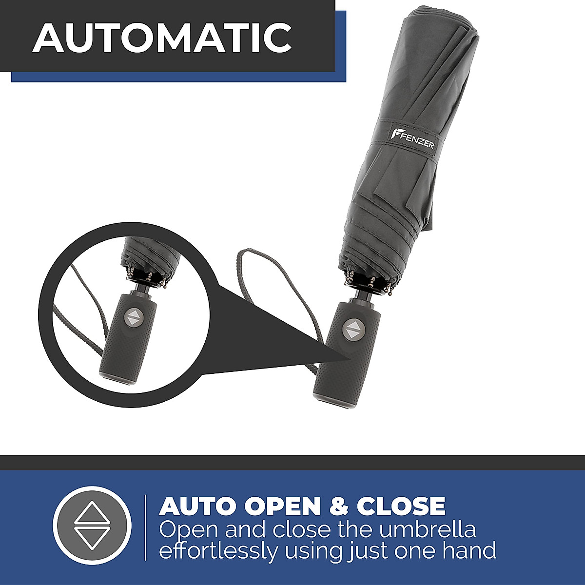 Windproof"TEFLON" Coated Travel Umbrella - Auto Open/Close - Travel Stylish Lightweight Design for Women/Men (Dark Grey)