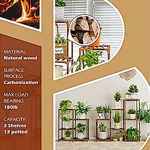 Bamworld Plant Stand Indoor Outdoor Corner Plant Shelf 5-Tier 11 Potted Flower Shelves Wooden Plant Stands Garden Wood Plant Holder Rack for Living Room Corner Lawn Window