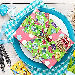 Easter Wired Edge Ribbon, 2.5 Inch x 26 Yards Easter Eggs Printed Ribbon Easter Truck Bunny Gnome Fabric Ribbons for Easter Wrapping Wreath Party Decoration DIY Craft Supplies