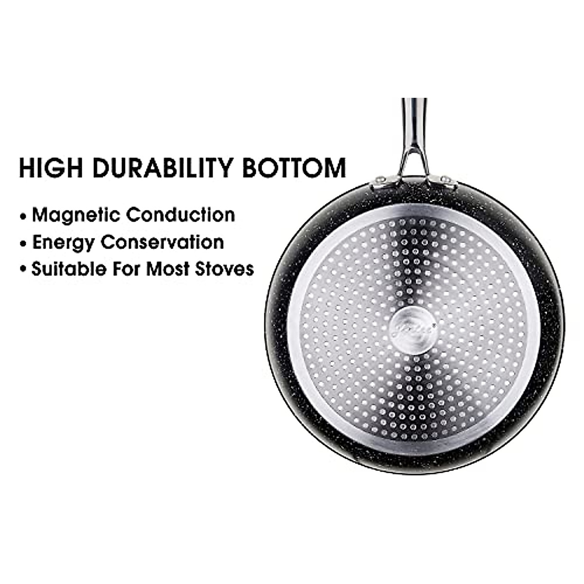 JEETEE Kitchen Pots and Pans Set Nonstick Granite Cookware Set Pans for Cooking w/Frying Pan, Saucepan, Cooking Pot, Oven Safe(Black, 15pcs Cookware Set)