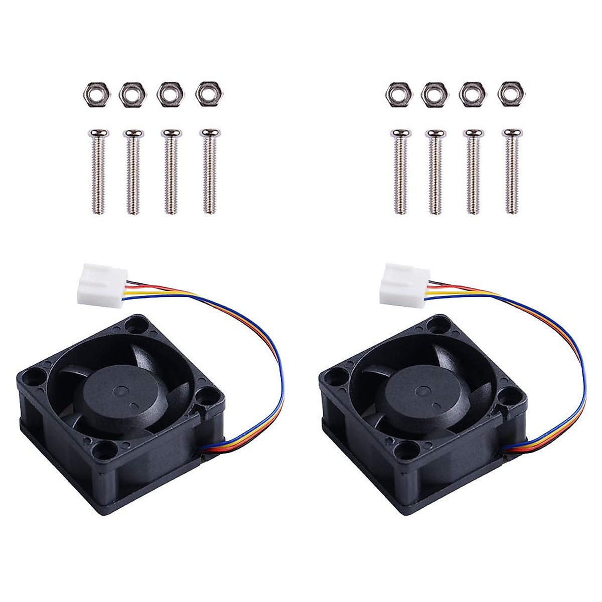 GeeekPi 2-Pack Fan for NVIDIA Jetson Nano, DC 5V 4020 Cooling Fan 40mm×40mm×20mm with Dual Ball Bearing PWM Speed Adjustment Strong Cooling Air Fan with 4PIN Reverse-Proof Connector
