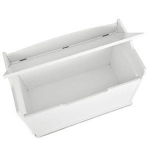 Costzon Wooden Toy Chest, 2 in 1 Toy Box and Storage Chest with Seating Cushion, Finger-Pinch Prevention Toy Storage Case with Seating Bench, Lift-Top Storage Chest for Bedroom/Living Room (White)