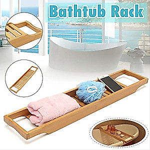 Abilen Bathroom Wooden Bathtub Tray Bath Shelf for Bath Caddy Wine Holder Tub Tray Over Bathtub Rack Support Storage Accessories