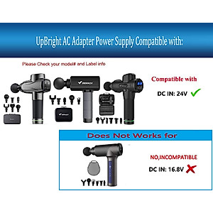 UPBRIGHT 24V 0.65A AC Adapter Compatible with Merach Electric Percussion Massage Gun Therapy Massager 1527H MG-001 TaoTronics TT-PCA003 Li-ion Battery 25.2V 0.6A 2400mAh 2500mAh Power Supply Charger