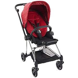 Cybex Mios 2 Complete Stroller, One-Hand Compact Fold, Reversible Seat, Smooth Ride All-Wheel Suspension, Extra Storage, Adjustable Leg rest, True Red Seat with Chrome/Black Frame