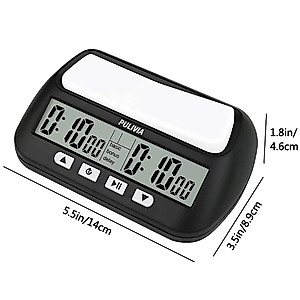 Digital Chess Clock Timer with Count Step, PULIVIA Chess Timer with Alarm, 3-in-1 Multifunction Portable Chess Clock, 2 AA Battery Included, Black