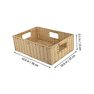 DOITOOL 1pc Rattan Sundries Storage Basket Container Baby Basket Table Top Shelves Toilet Tank Bin Wicker Storage Basket Clothes Rattan Weaving Basket Desktop Basket Vegetable