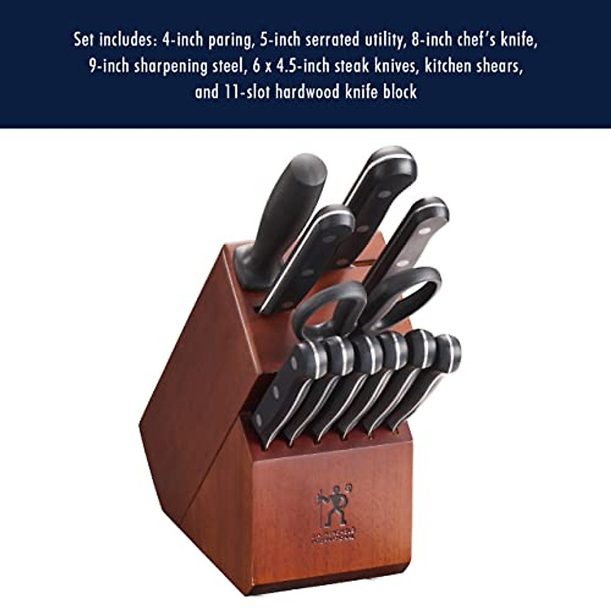 HENCKELS Solution Razor-Sharp 12-pc Knife Set, Chef Knife, Bread Knife, Steak Knife, German Engineered Informed by 100+ Years of Mastery