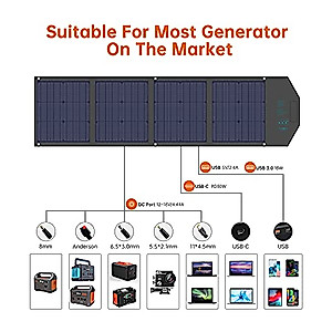 Portable Solar Panel, 80W Solar Charger with DC Output for Power Station Generator Camping RV Monocrystalline Foldable Solar Panel Battery Charger for Phones Laptop Tablet Camera