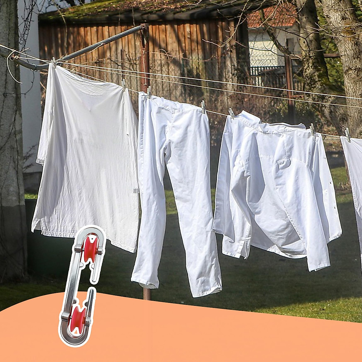 Laqerjc Clotheslines Clothesline Spreader 2Pcs Aluminium Heavy Duty Outdoor Clothes Line Separator Pulley for Long Clothesline and Heavy Loads