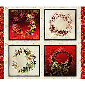 Quilt Kit - Festive Panels - 54" X 54" Festive Beauty Wreath Block Quilt - Top & Binding