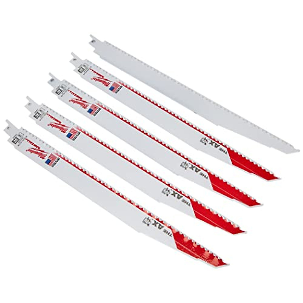 Milwaukee 48-00-5027 The AX 12-Inch, 5/8 TPI Super Sawzall Blade, 5-Pack, bi-metal
