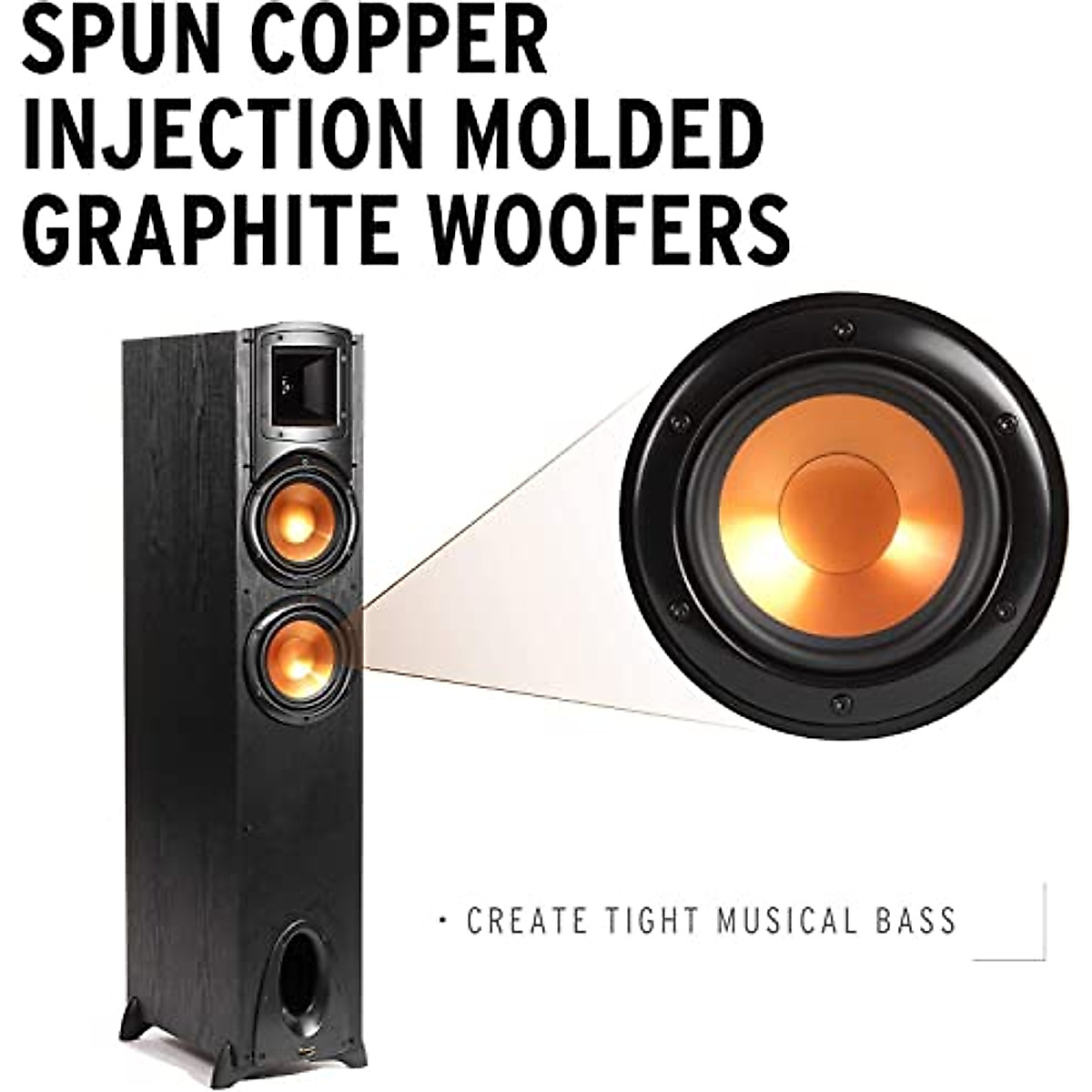 Klipsch F-200-BLACK Synergy Black Label Floorstanding Speakers with Klipsch B-100-BLACK Bookshelf Speakers, Klipsch C-200-BLACK Center Channel Speaker and a Klipsch R-120SW 200 Watt Subwoofer (2019)