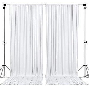 AK TRADING CO. 10 feet x 10 feet Polyester Backdrop Drapes Curtains Panels with Rod Pockets - Wedding Ceremony Party Home Window Decorations - White