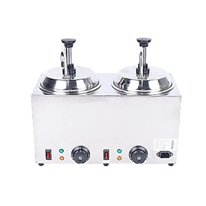 Cheese Dispenser with 2 Pumps 2 x 2L Electric Nacho Cheese Sauce Warmer 30-110℃ Hot Fudge Warmer Dispenser 1600W Jam Heat Preservation Machine