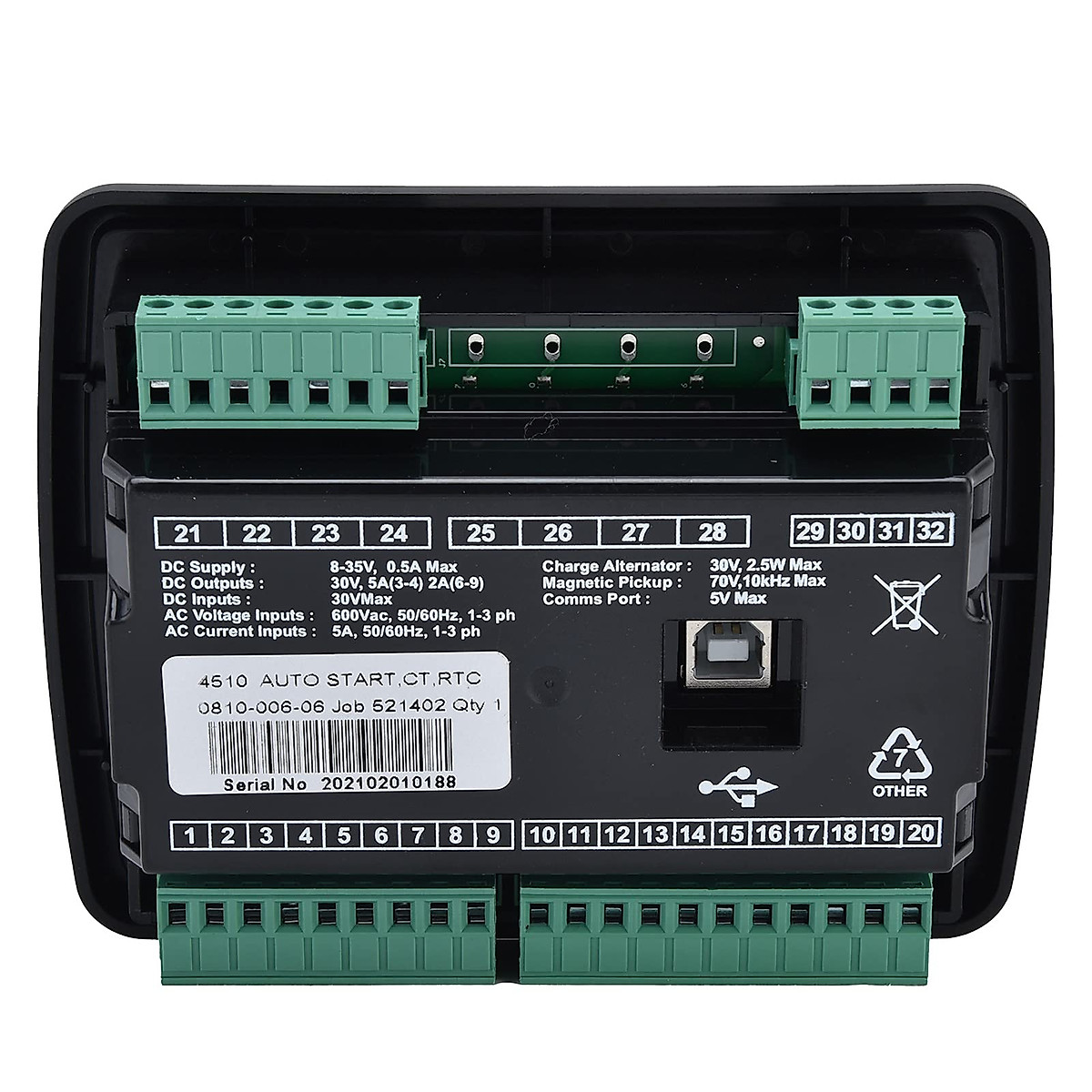 Luqeeg DSE4510 Generator Controller, LCD Display Generator Genset Controller, Auto Start Stop Mains Failure Control Module 3 Phase Generator Set Controller with Three Remotes