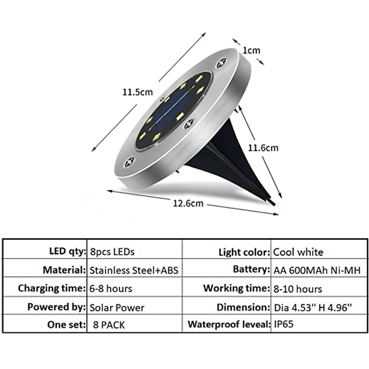 KAQ - Upgraded Solar Ground Lights, Super Bright Outdoor Garden in-Ground Lights, Waterproof Solar Garden Lights, Landscape Lights for Yard, Pathway, Lawn, Patio, Deck, Walkway (Cool White 8PK)
