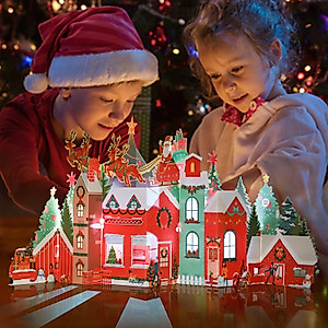 JOYJOM Christmas Cards with Envelopes, Note Card and lights, Musical 3D Pop Up Christmas Cards for Women Men Dad Boyfriend Girlfriend Girls Boys Husband Wife Teacher (Big Size)