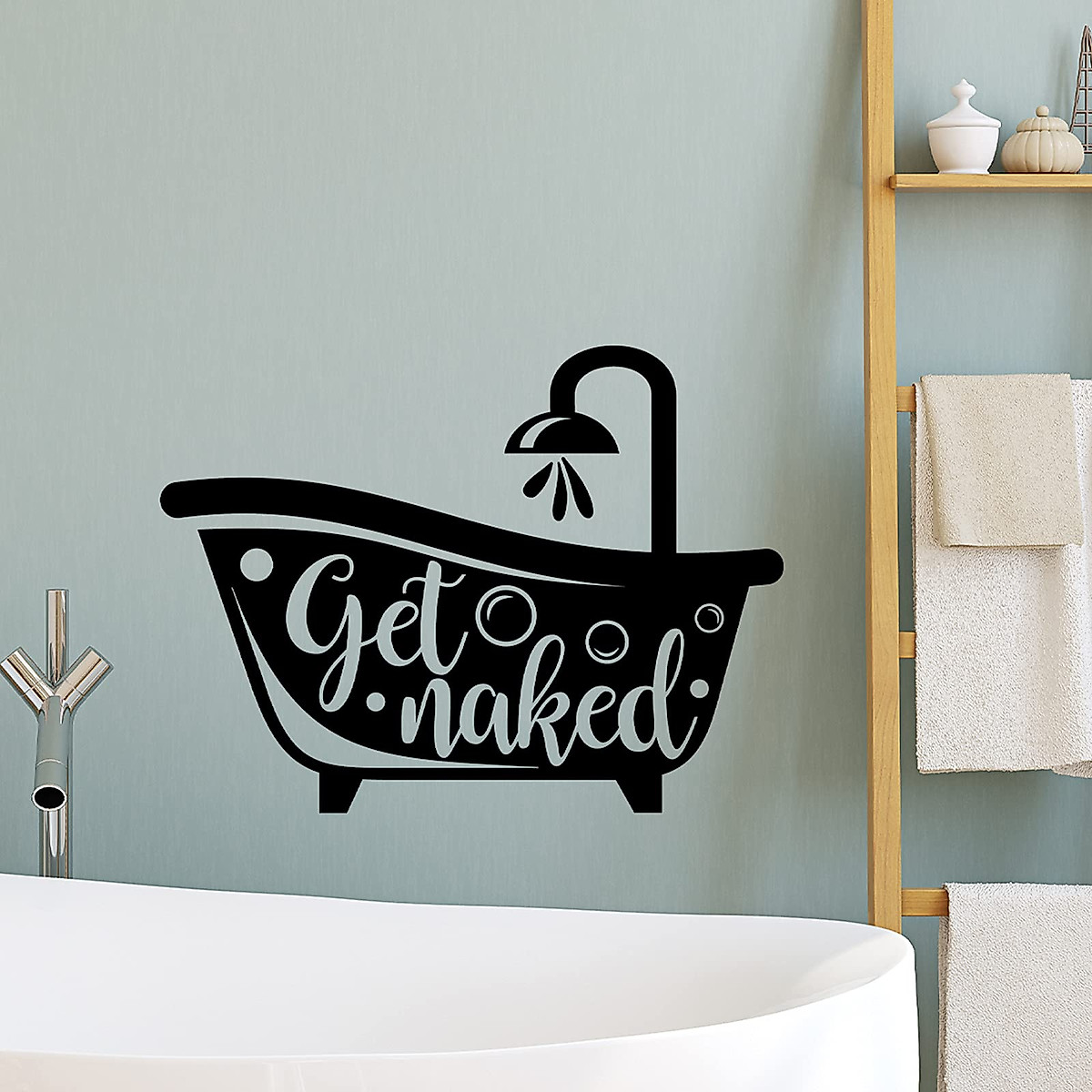 6 Pieces Bathroom Wall Decals Sticker Bathroom Funny Sayings Quotes Wall Decor Vinyl Rules Sign Wall Art Decals for Toilet Bathroom Laundry Room Shower Room Decoration