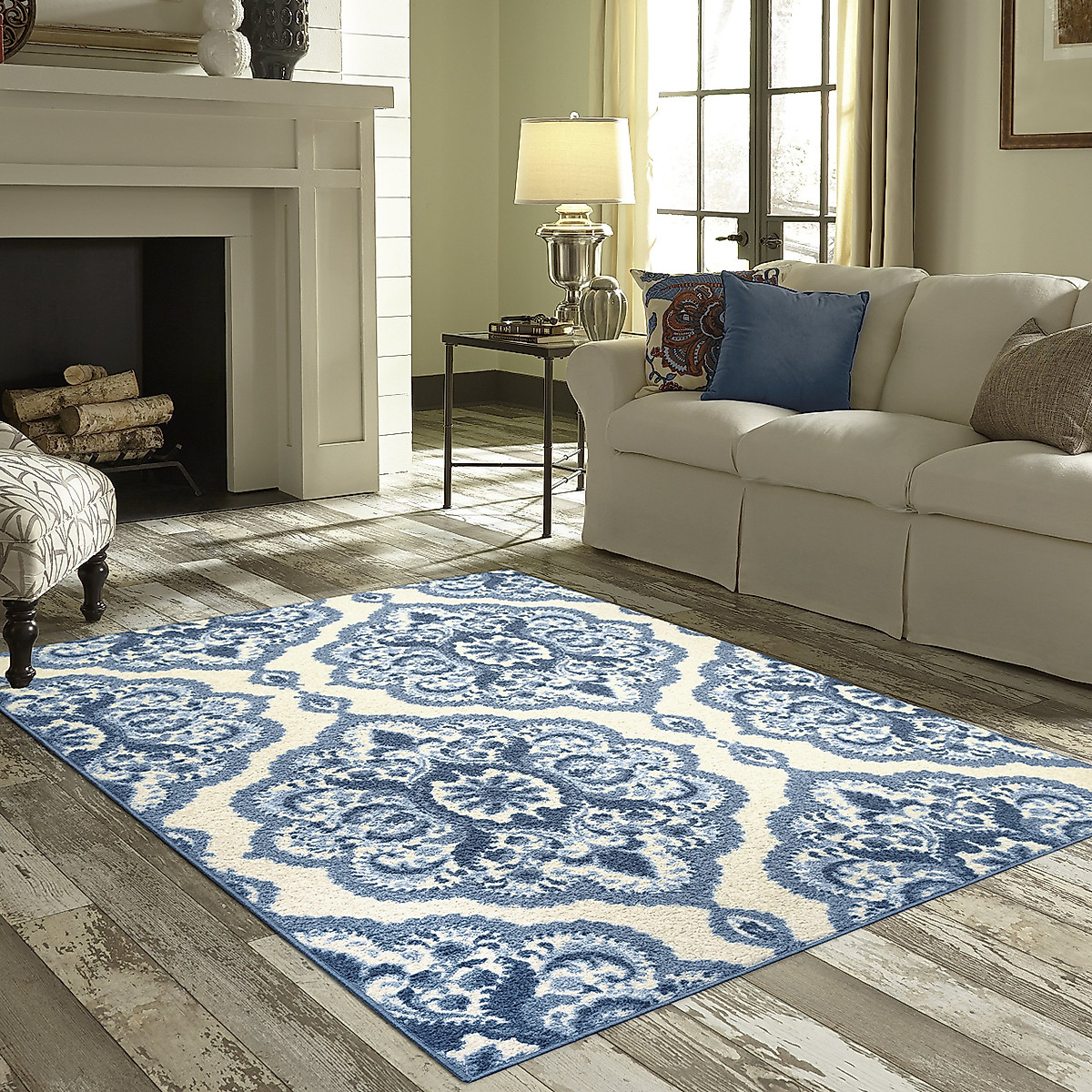 Maples Rugs Vivian Medallion Area Rugs for Living Room & Bedroom [Made in USA], 5 x 7, Blue